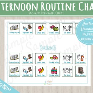 Afternoon Routine Chart for Toddlers |toddler Matching Activity ...