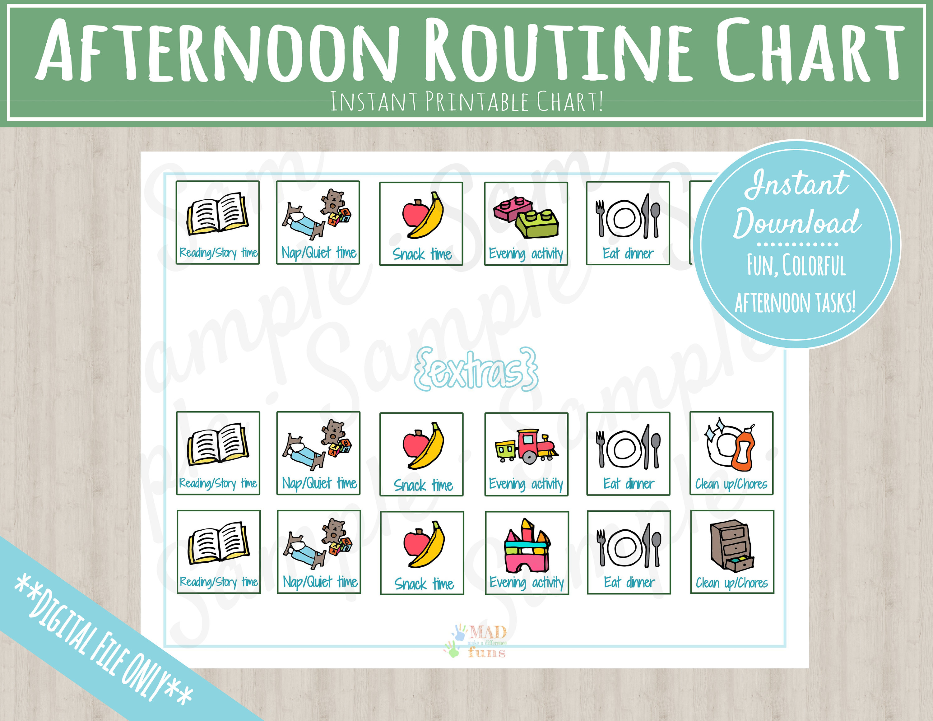 Afternoon Routine Chart for Toddlers toddler Matching - Etsy