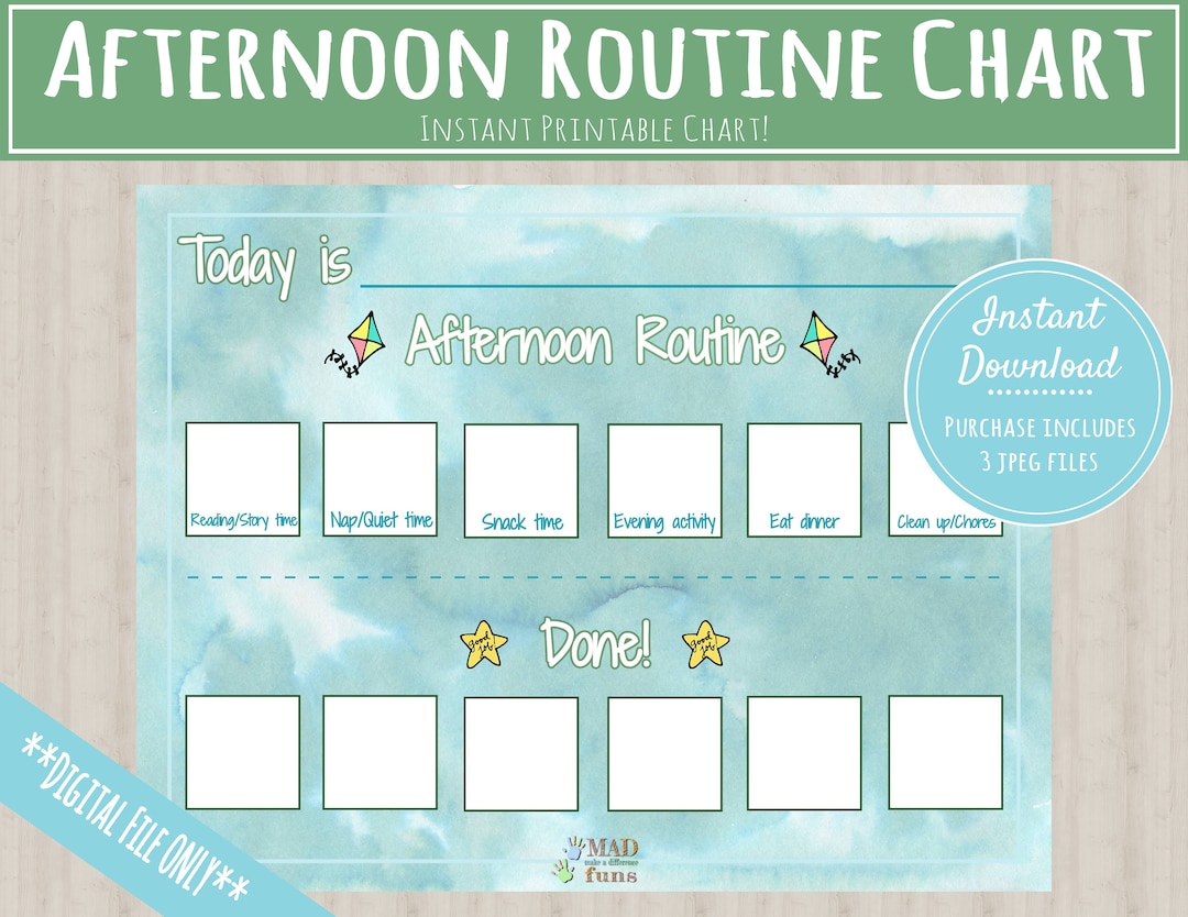 Afternoon Routine Chart for Toddlers |toddler Matching Activity ...