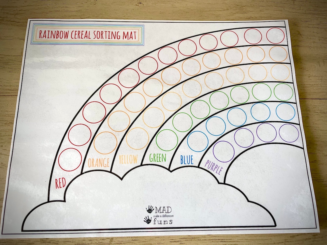 Rainbow Cereal Color Sorting Activity Mat Printable | DIGITAL DOWNLOAD ...