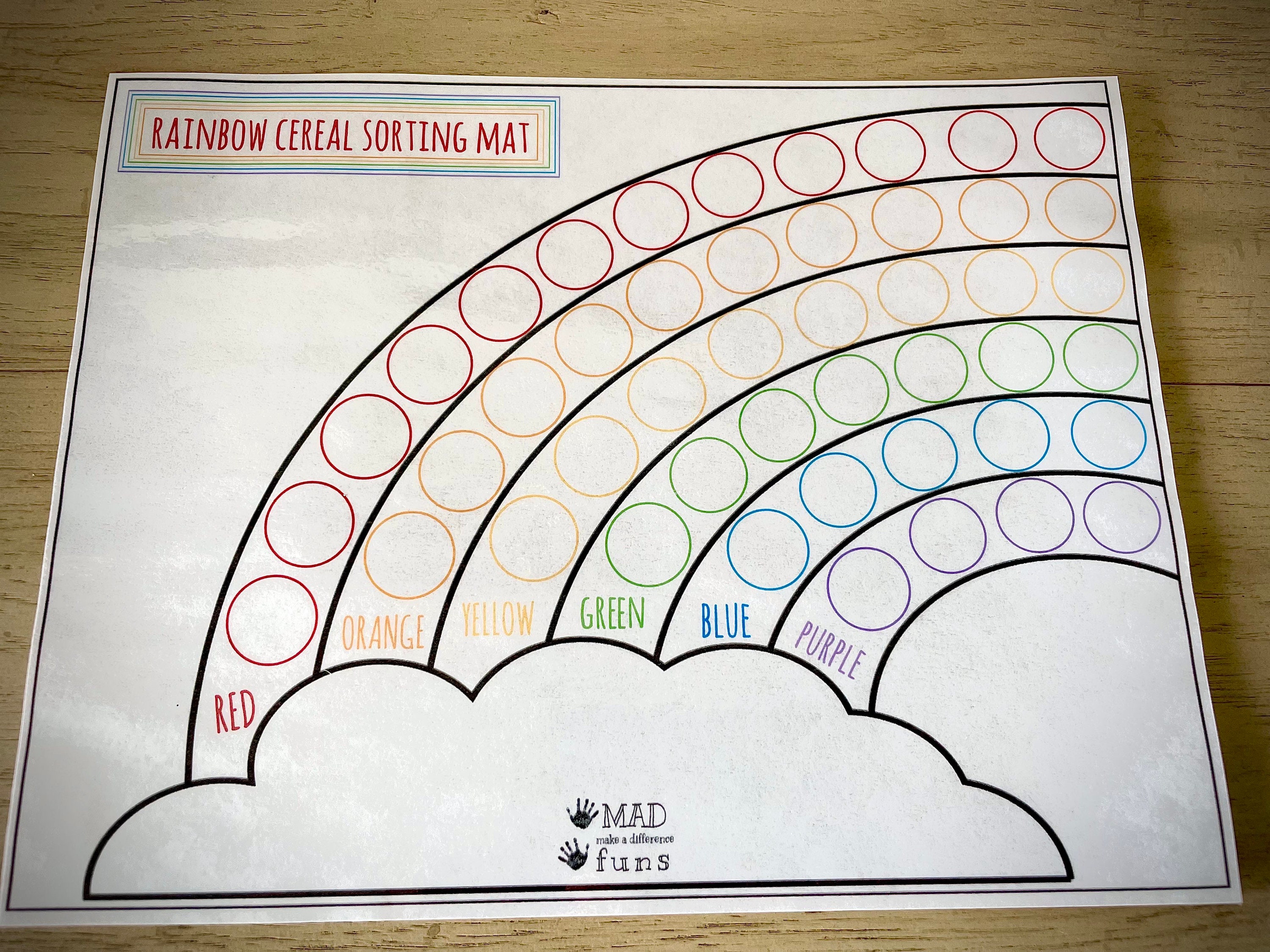 Rainbow Cereal Color Sorting Activity Mat Printable | DIGITAL DOWNLOAD ...