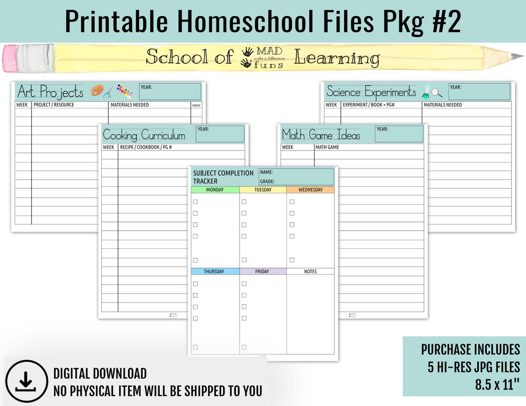 Homeschool Planning Files Pkg2, Printable Lesson Unit Plan, Lesson ...