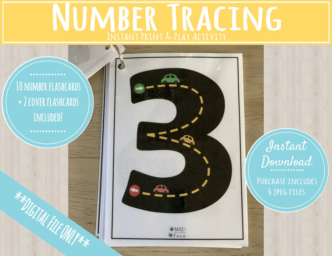 Number Tracing Flashcards | Learn Numbers With Cars and Roads | INSTANT ...
