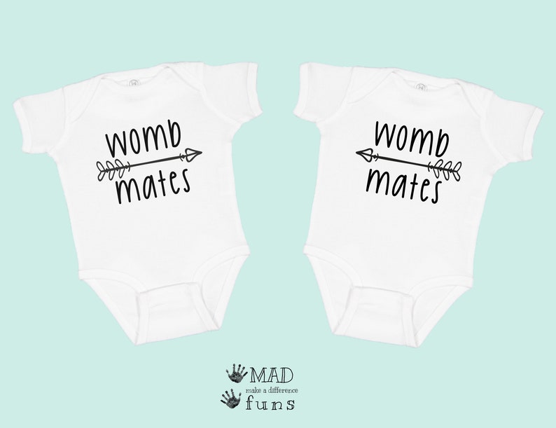 Womb Mates TWIN Baby Outfit | New Baby Twins Gift | Funny Twin Parents ...
