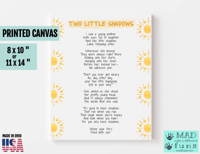 Two Little Shadows Poem Print OR Three Kids Four Kids Five - Etsy