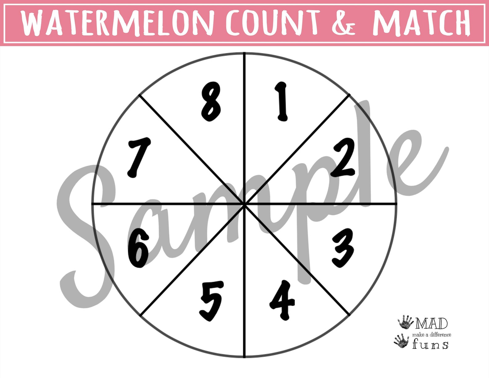 Watermelon Count and Match Activity printable INSTANT - Etsy