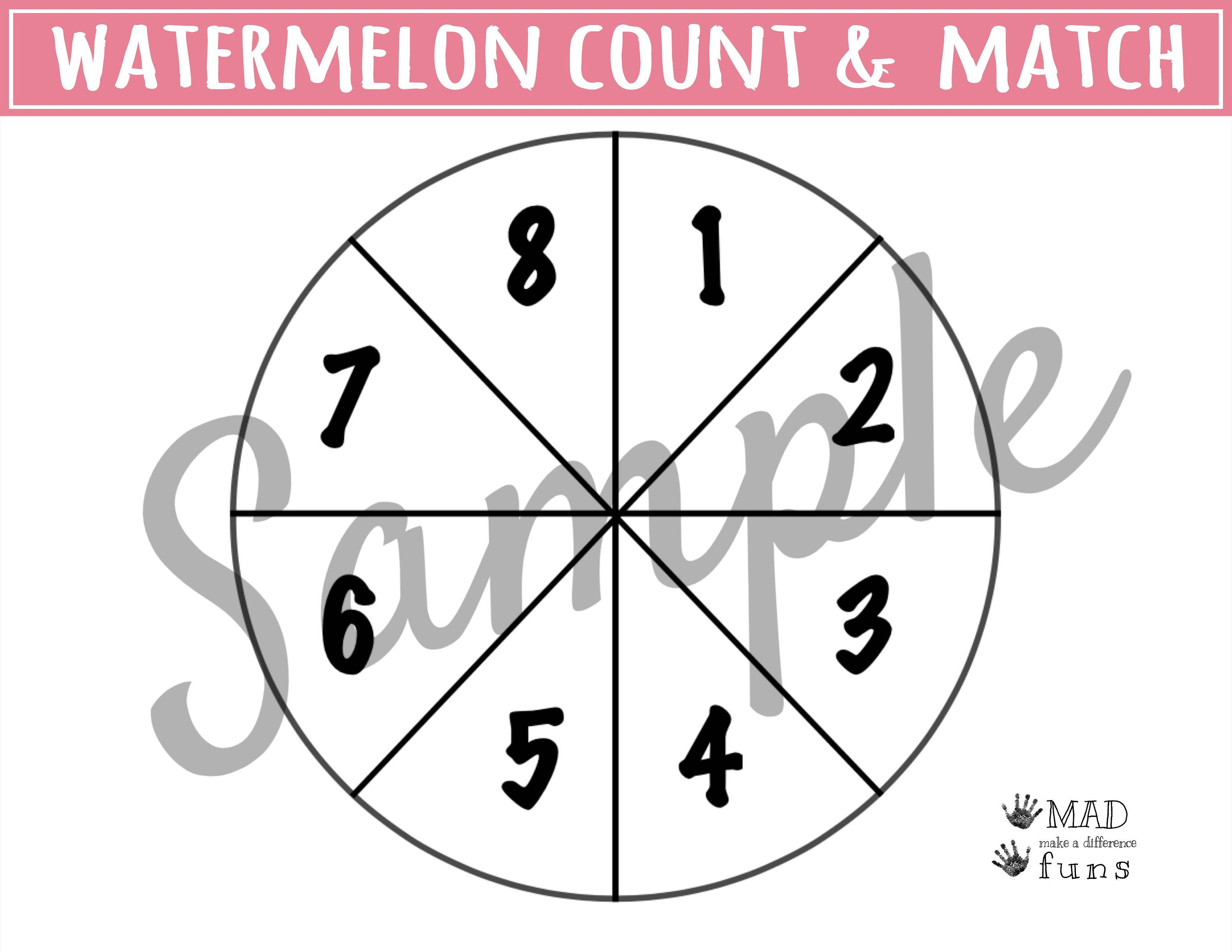 Watermelon Count and Match Activity |printable INSTANT DOWNLOAD ...