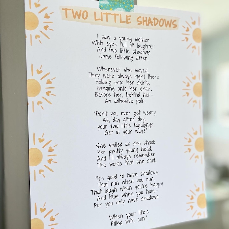 Two Little Shadows Poem Print Digital Download Card for Mom - Etsy ...