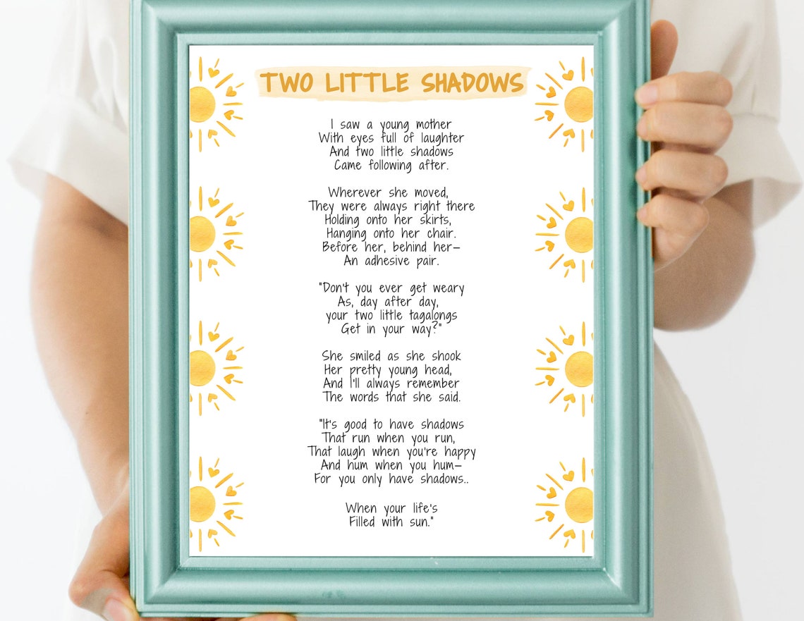 Two Little Shadows Poem Print Digital Download Card for Mom - Etsy