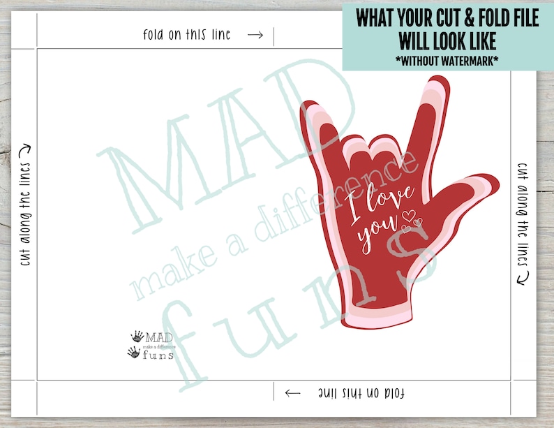 I Love You Red Pink ASL Sign Language Hand Symbol 5x7 - Etsy