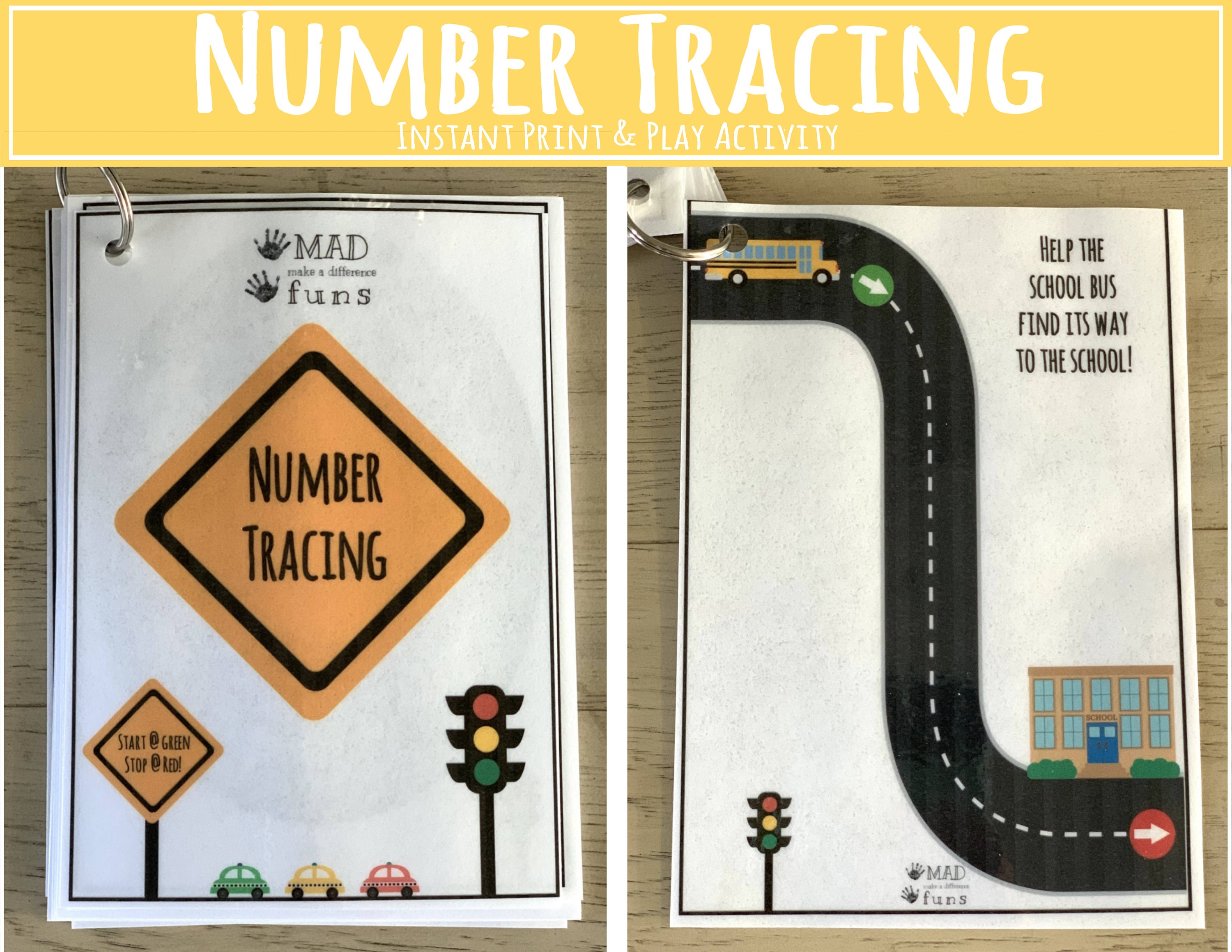 Number Tracing Flashcards Learn Numbers With Cars and Roads - Etsy Canada