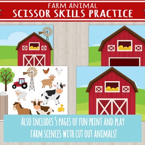 Farm Animal Scissor Skills Printable Activity | Busy Binder Worksheet ...