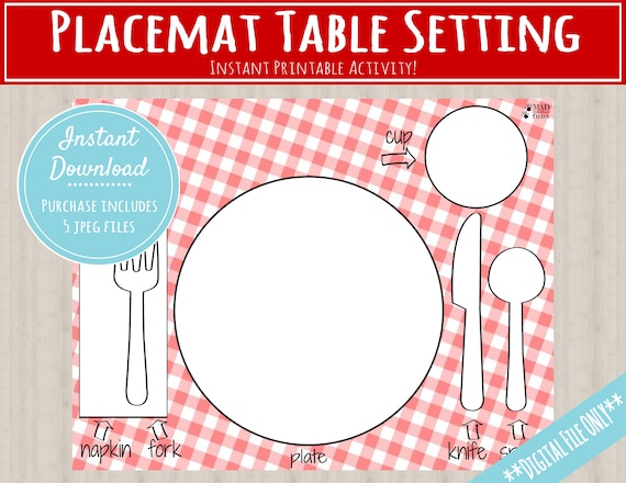 Placemat Table Setting Matching Activity INSTANT PRINTABLE | Etsy