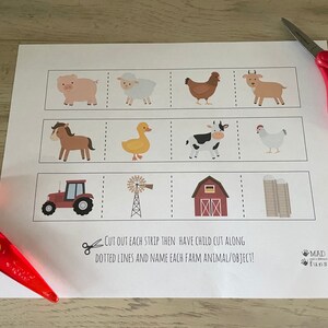 Farm Animal Scissor Skills Printable Activity | Busy Binder Worksheet ...