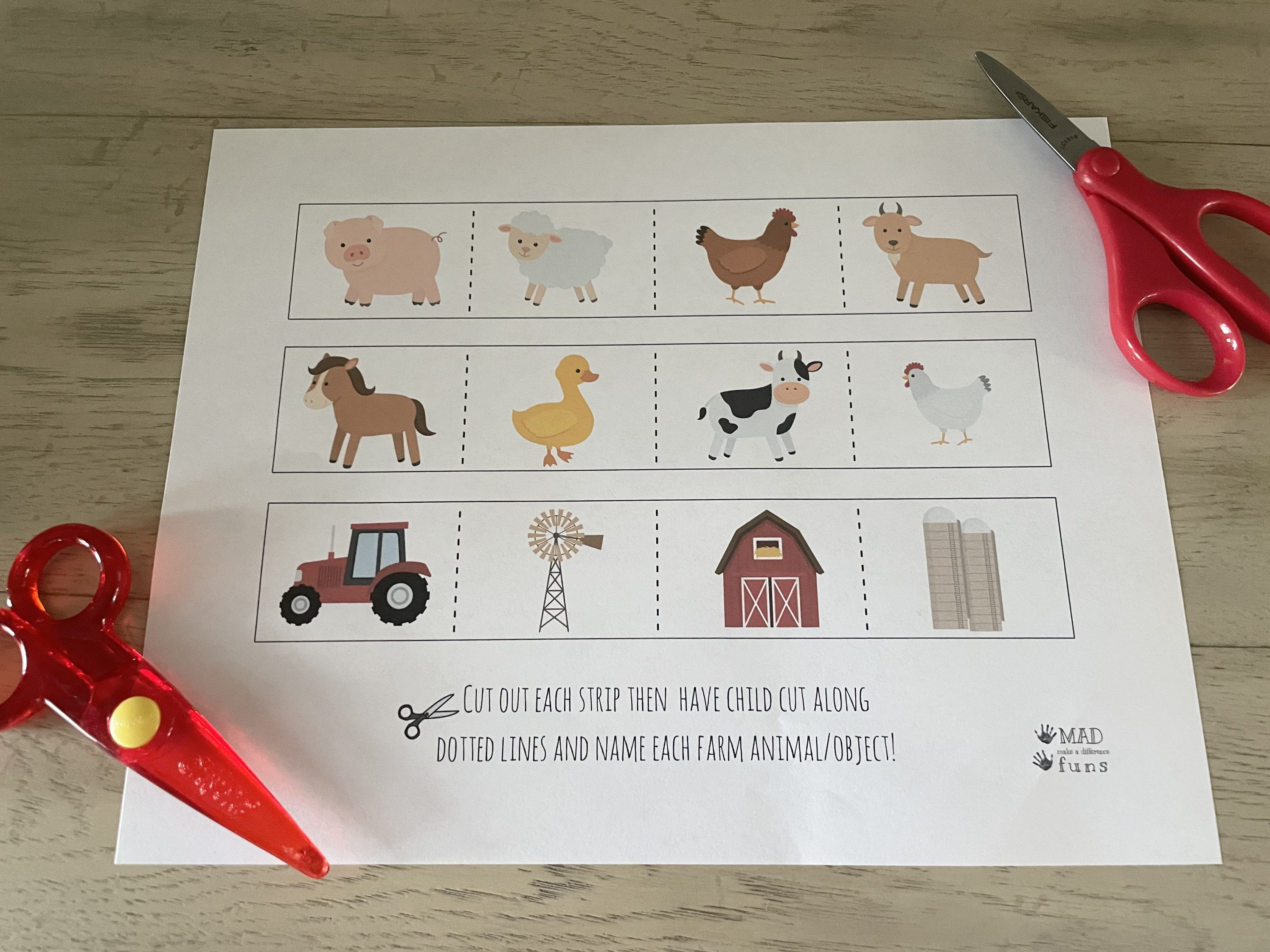 Farm Animal Scissor Skills Printable Activity | Busy Binder Worksheet ...