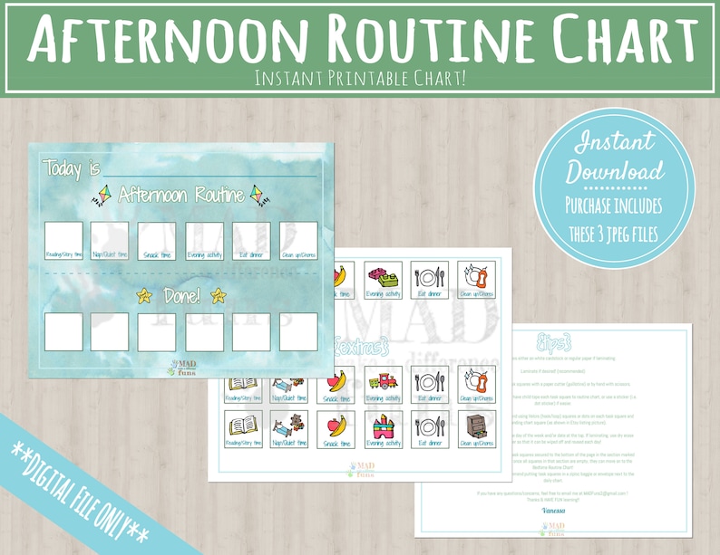 Afternoon Routine Chart for Toddlers toddler Matching | Etsy