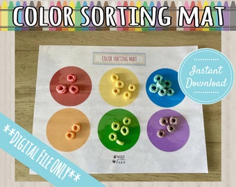 Rainbow Cereal Color Sorting Activity Mat Printable - Etsy