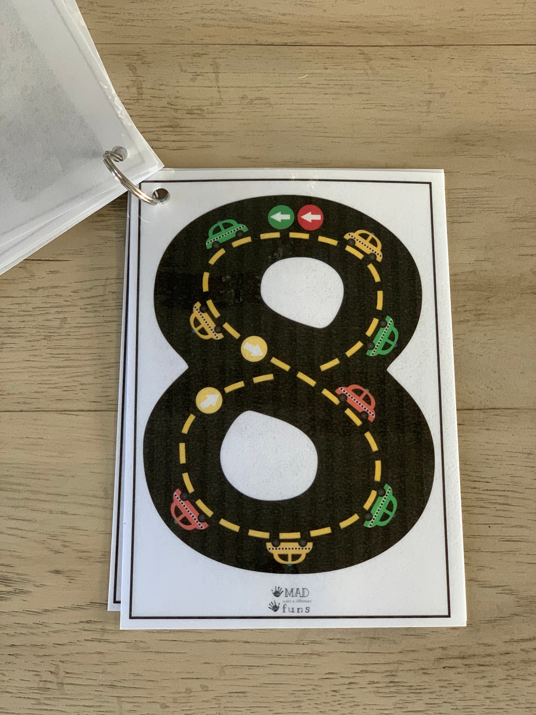 Number Tracing Flashcards Learn Numbers with Cars and Roads | Etsy