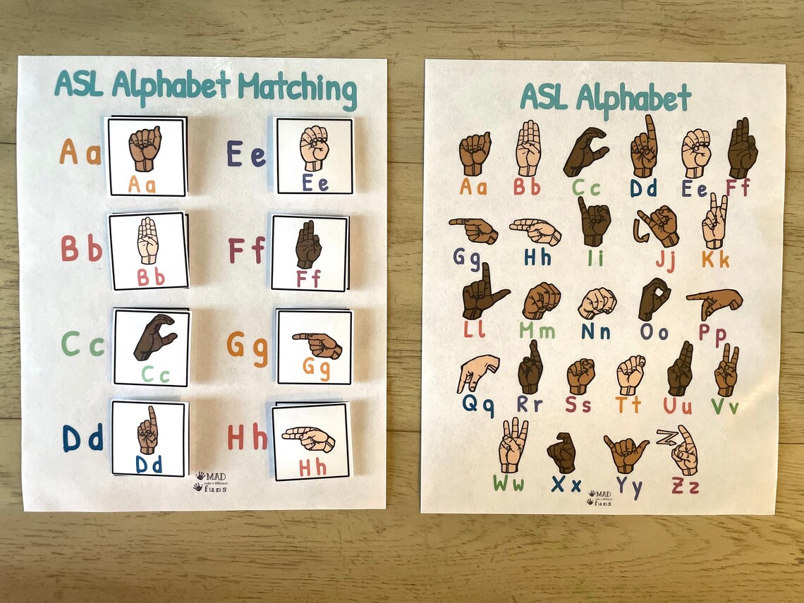 Learn, Teach American Sign Language Letter Matching Game| ASL Alphabet ...