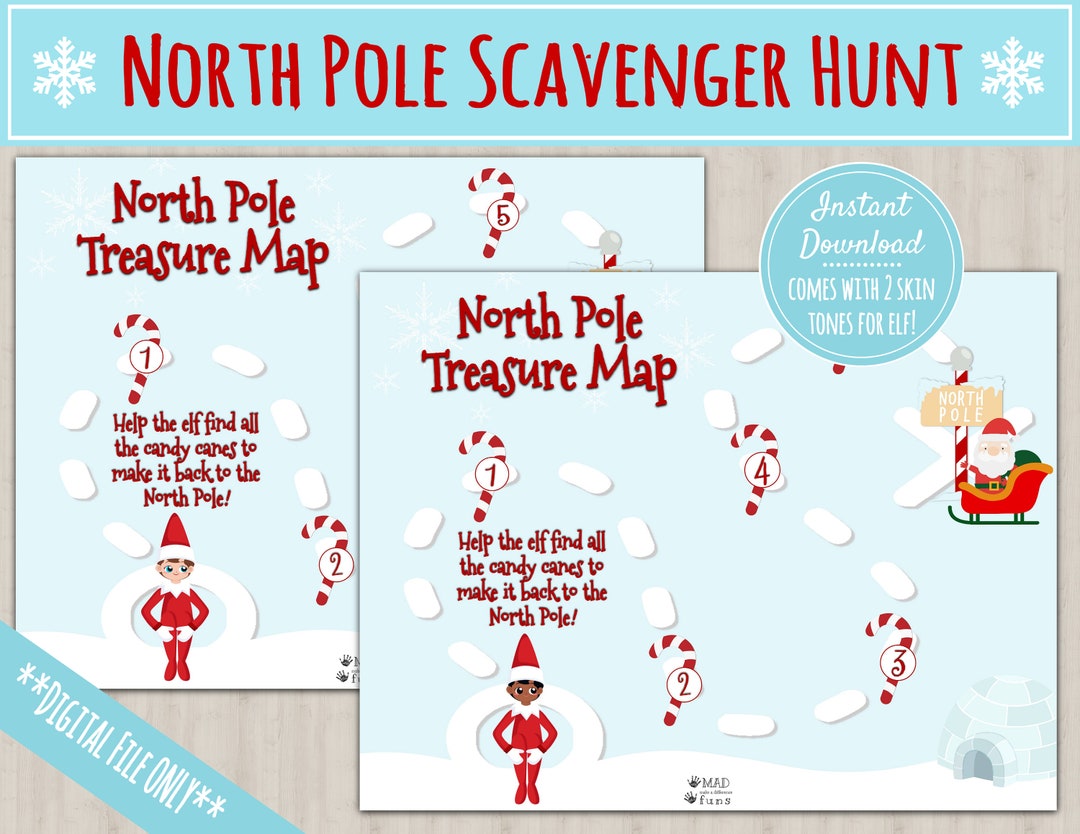 North Pole Treasure Map Elf Shelf Inspired INSTANT - Etsy