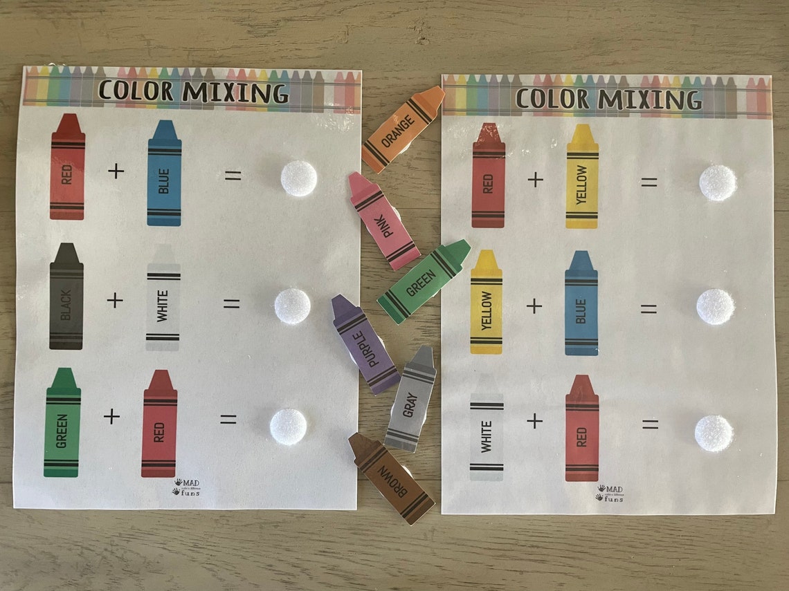 Color Mixing Crayon Activity |INSTANT PRINTABLE DOWNLOAD| Learn Colors ...