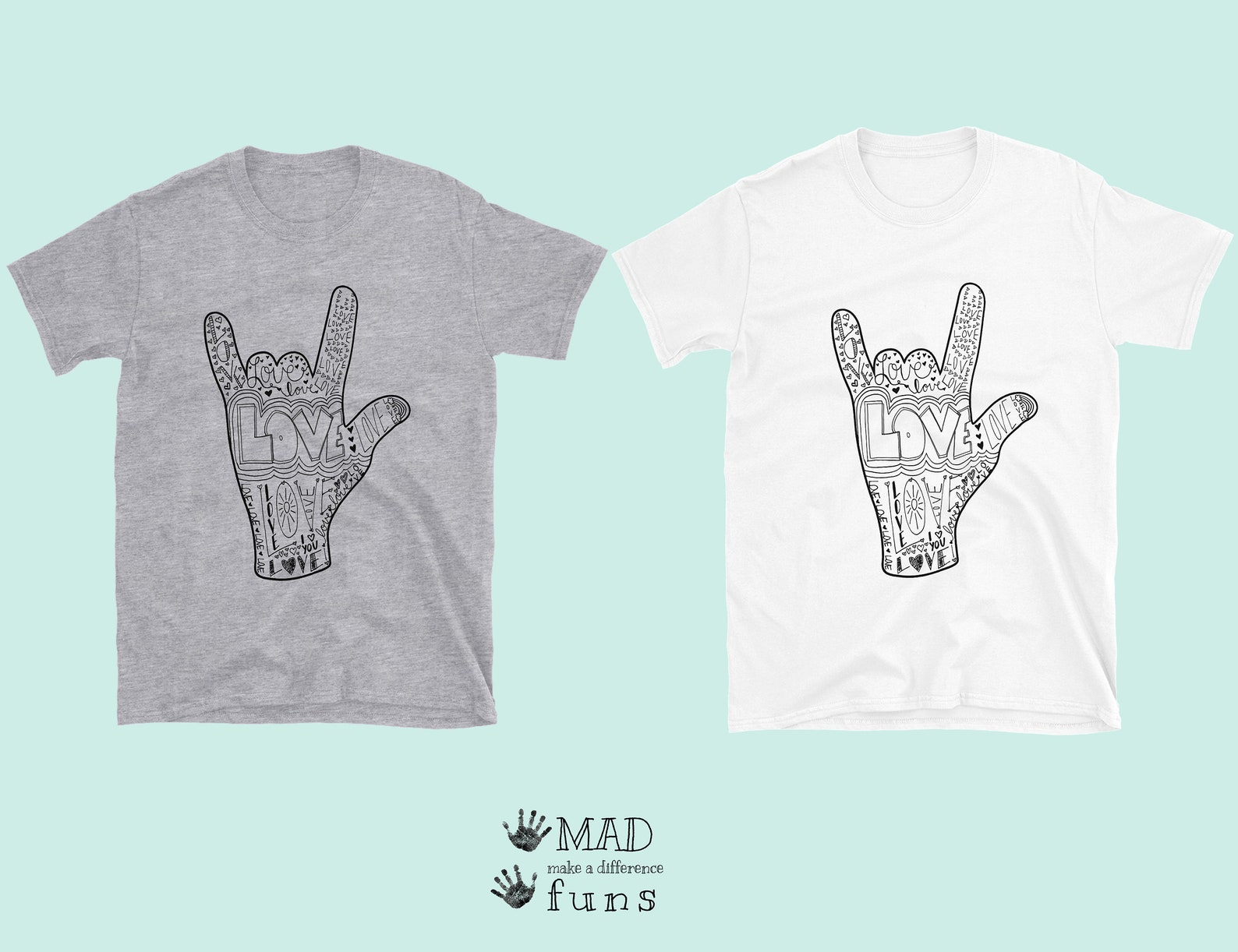 I Love You ASL Hand Drawn Doodle American Sign Language Shirt - Etsy