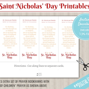 Saint Nicholas Day Printables | Prayer Bookmarks | St. Nicholas Day ...