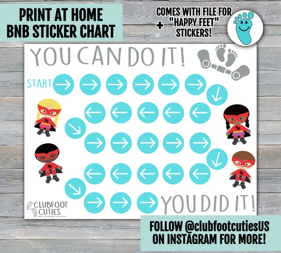 Superhero Clubfoot Cuties BNB Printable Sticker Chart | Etsy