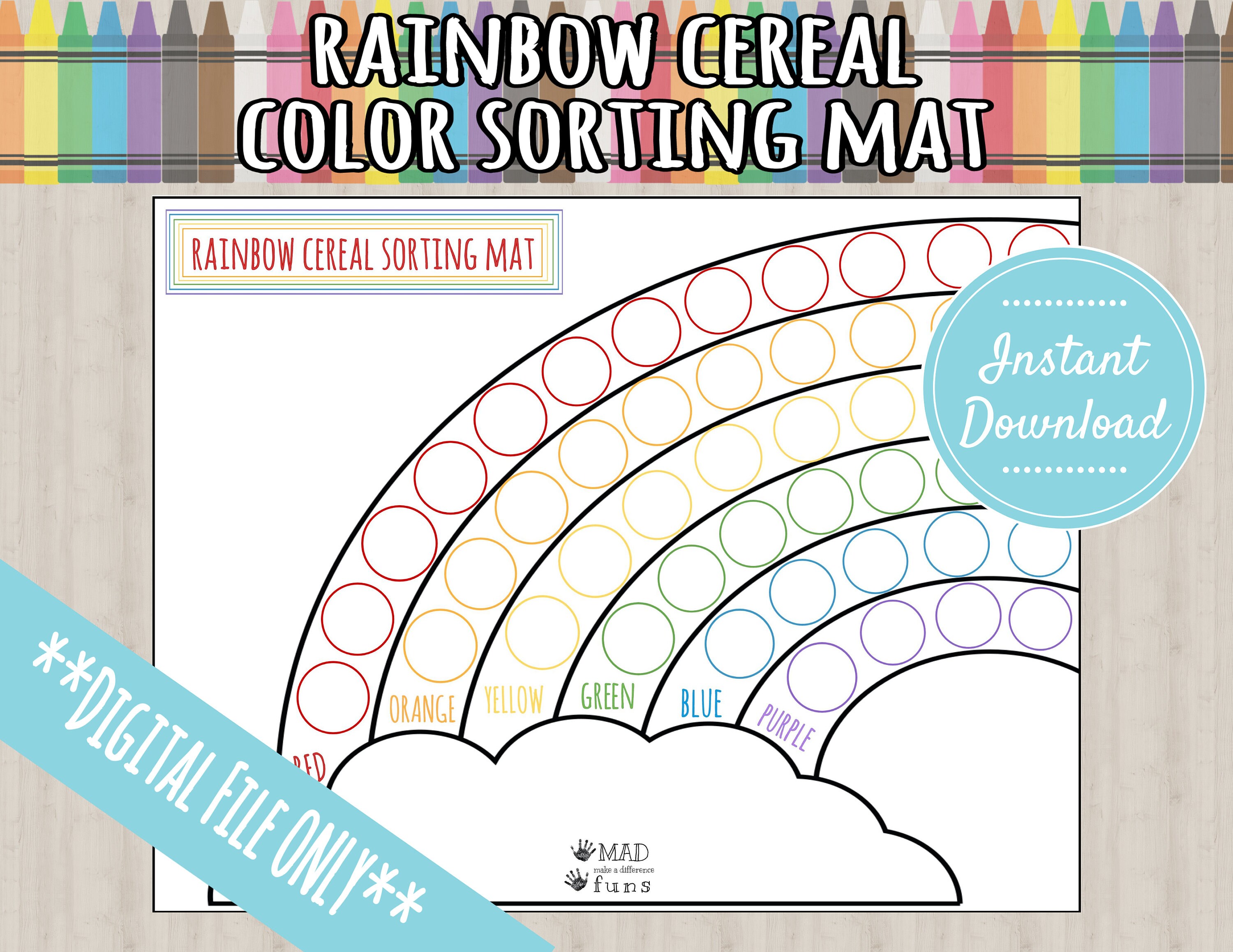 Rainbow Cereal Color Sorting Activity Mat Printable DIGITAL - Etsy Canada