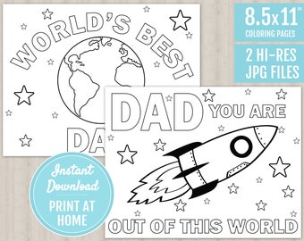 Father's Day Card, Printable Coloring Page, World's Greatest Dad ...