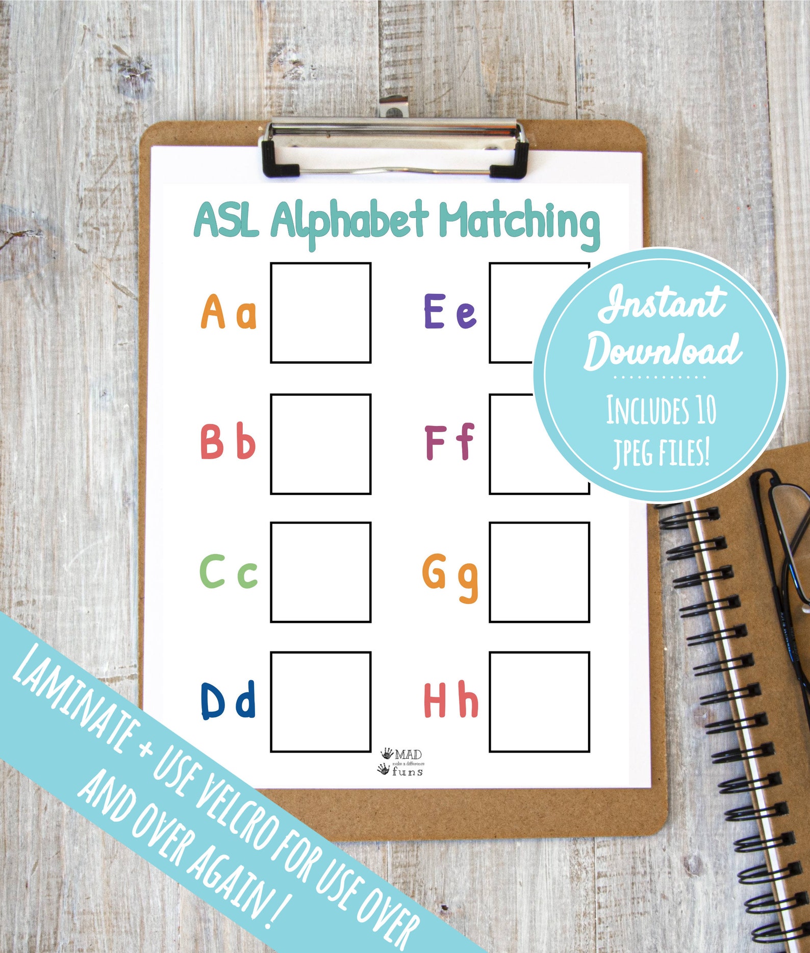 Learn Teach American Sign Language Letter Matching Game ASL | Etsy