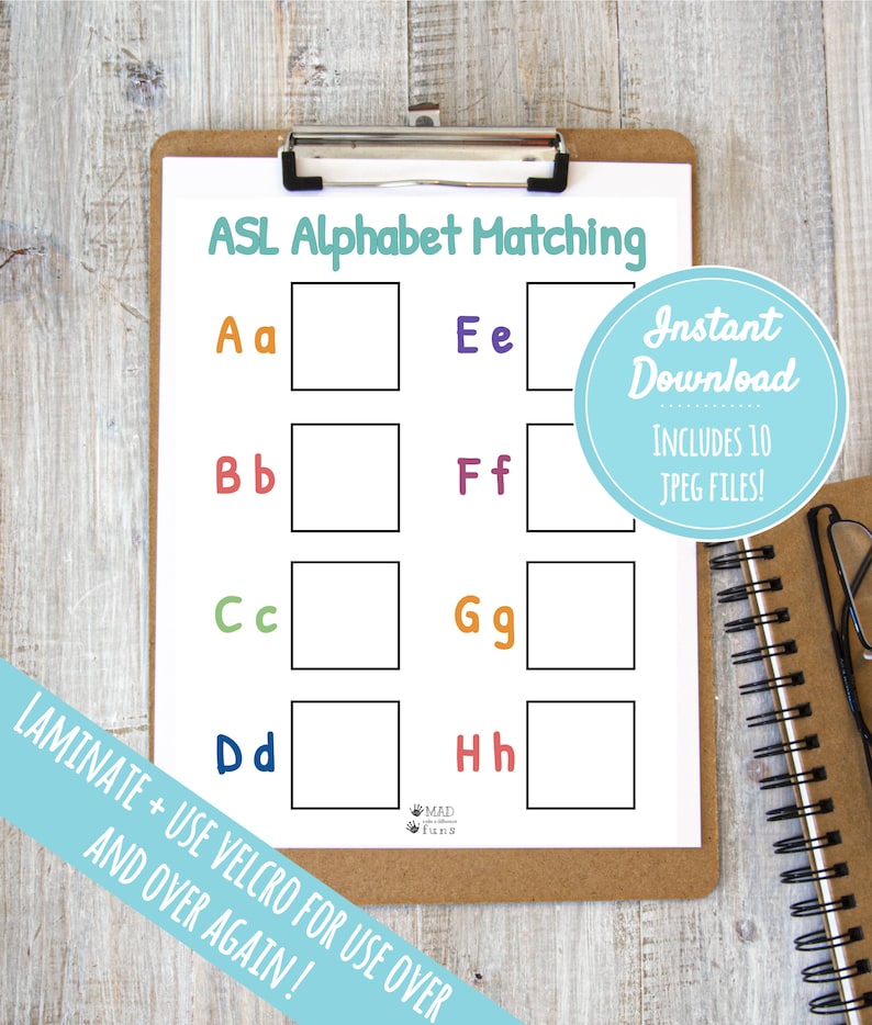 Learn Teach American Sign Language Letter Matching Game ASL - Etsy