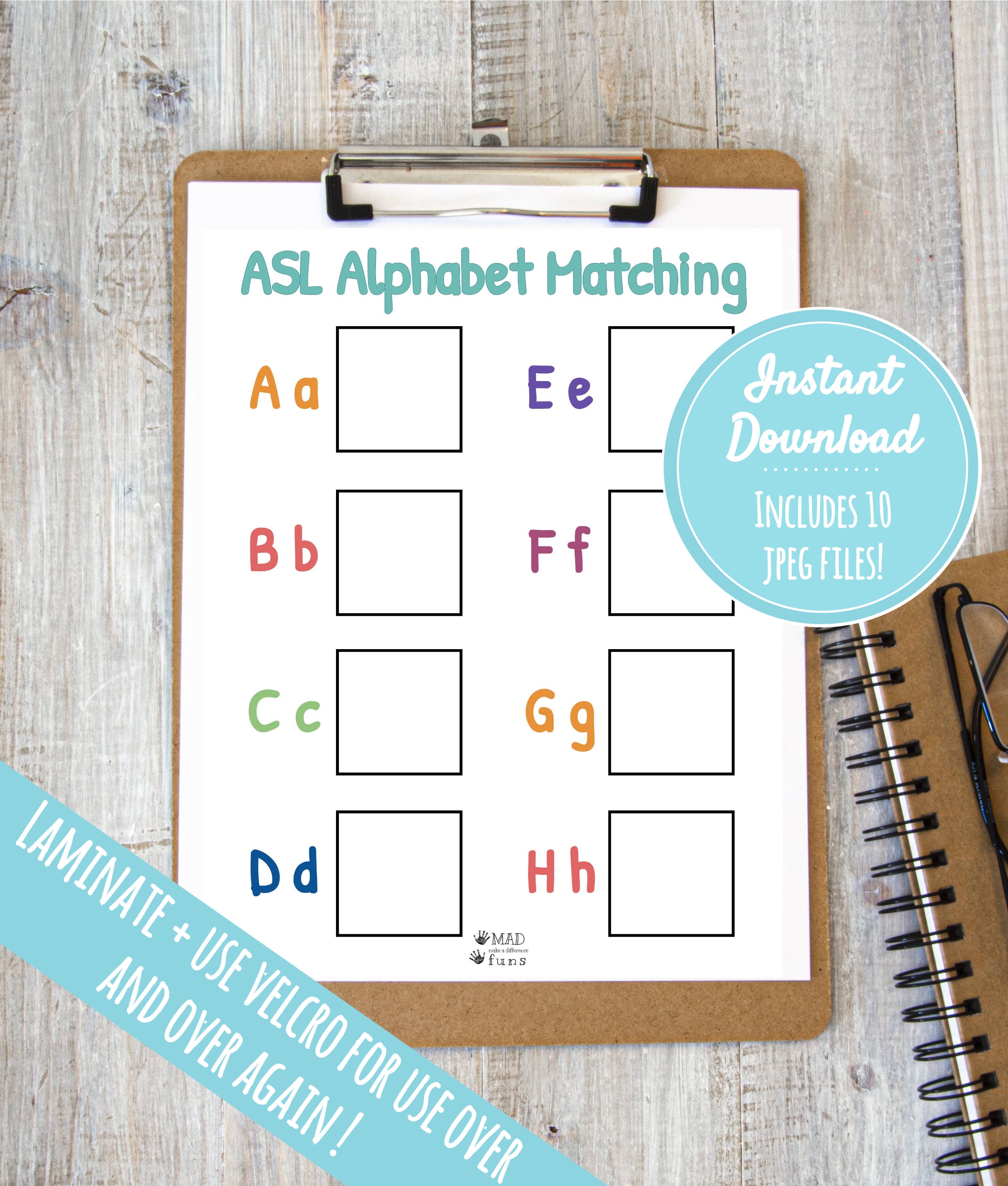 Learn Teach American Sign Language Letter Matching Game ASL | Etsy