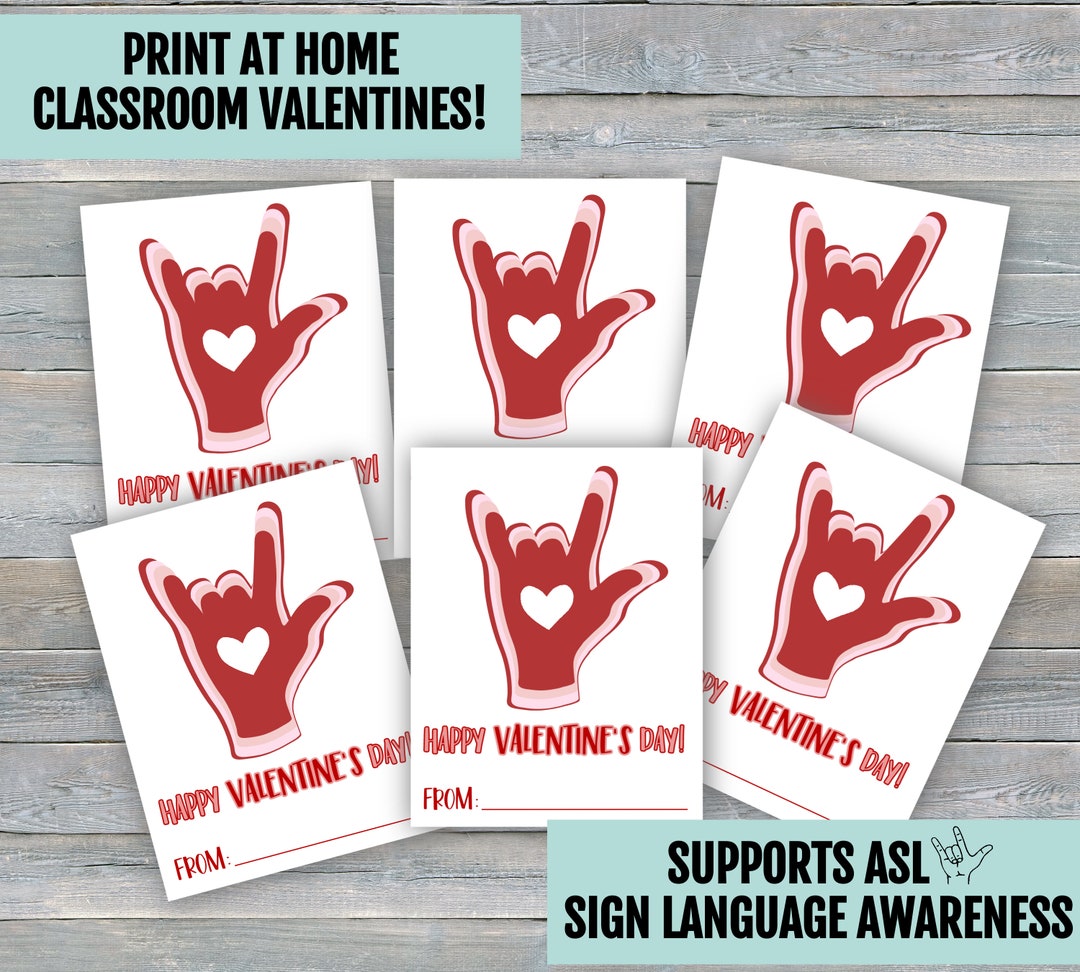 I Love You ASL Sign Language Printable Classroom Happy Valentines Day ...