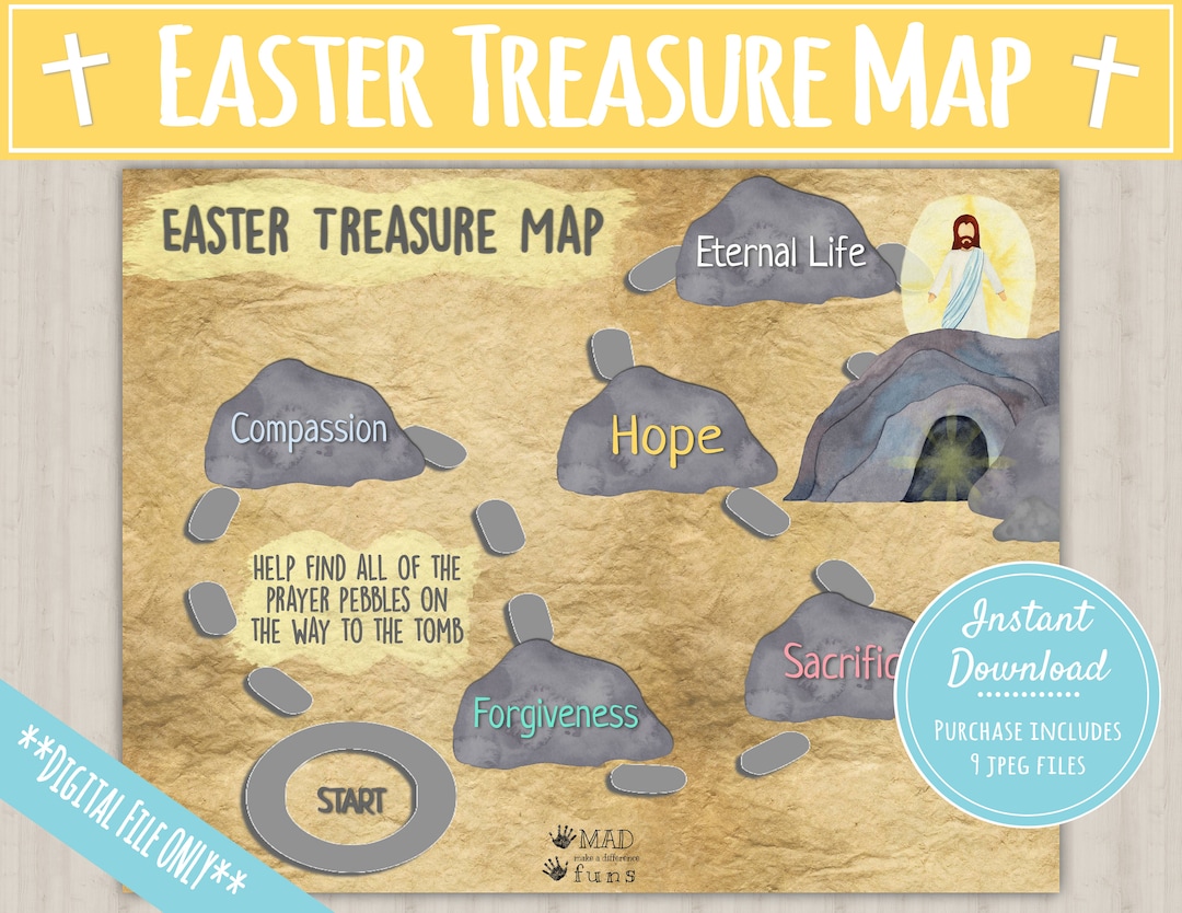 The Meaning of Easter Treasure Map Printable Coloring | Religious ...