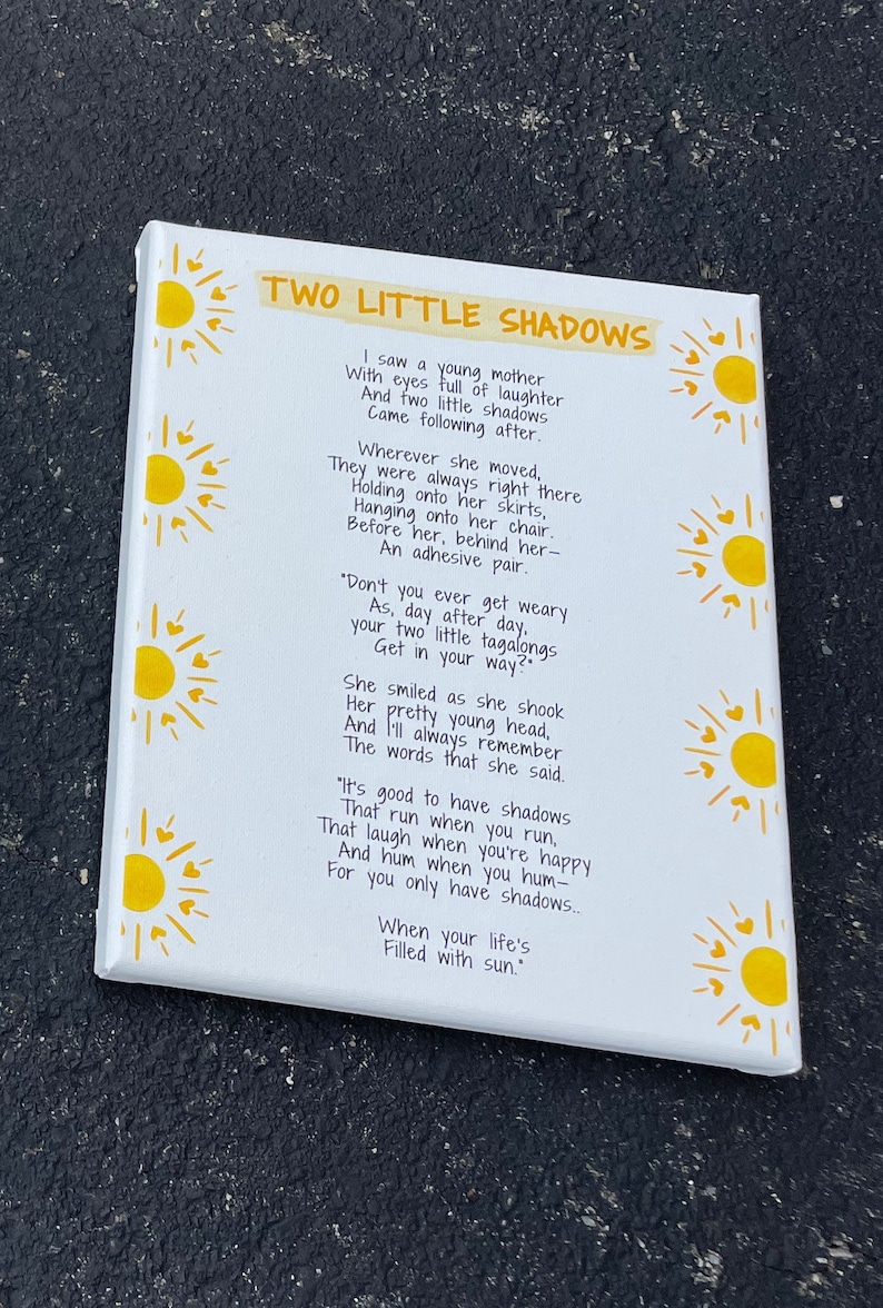 Two Little Shadows Poem Print OR Three Kids Four Kids Five - Etsy