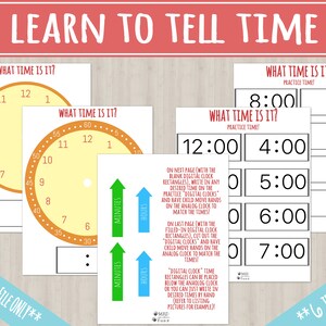 Tell Time Learning Clock Printable Activity | DIGITAL DOWNLOAD| Teach ...