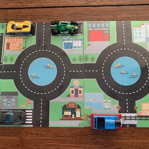 Toy Car Play Mat INSTANT PRINTABLE DOWNLOAD Kids Road Map Town Hot ...