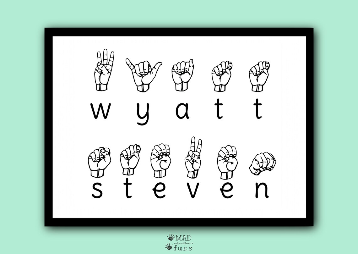 American Sign Language Custom Name Print ASL 8x10 Instant - Etsy