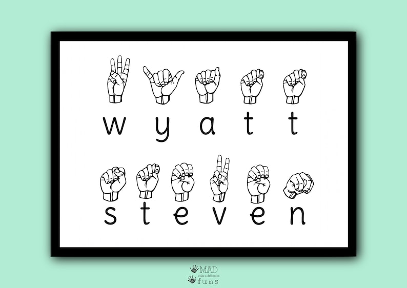 American Sign Language Custom Name Print | ASL 8x10 | Instant DIGITAL ...