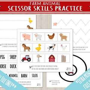 Farm Animal Scissor Skills Printable Activity | Busy Binder Worksheet ...
