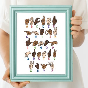 American Sign Language Poster | ASL Color Alphabet | DIGITAL DOWNLOAD ...