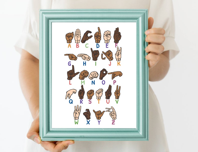 American Sign Language Poster ASL Color Alphabet DIGITAL | Etsy