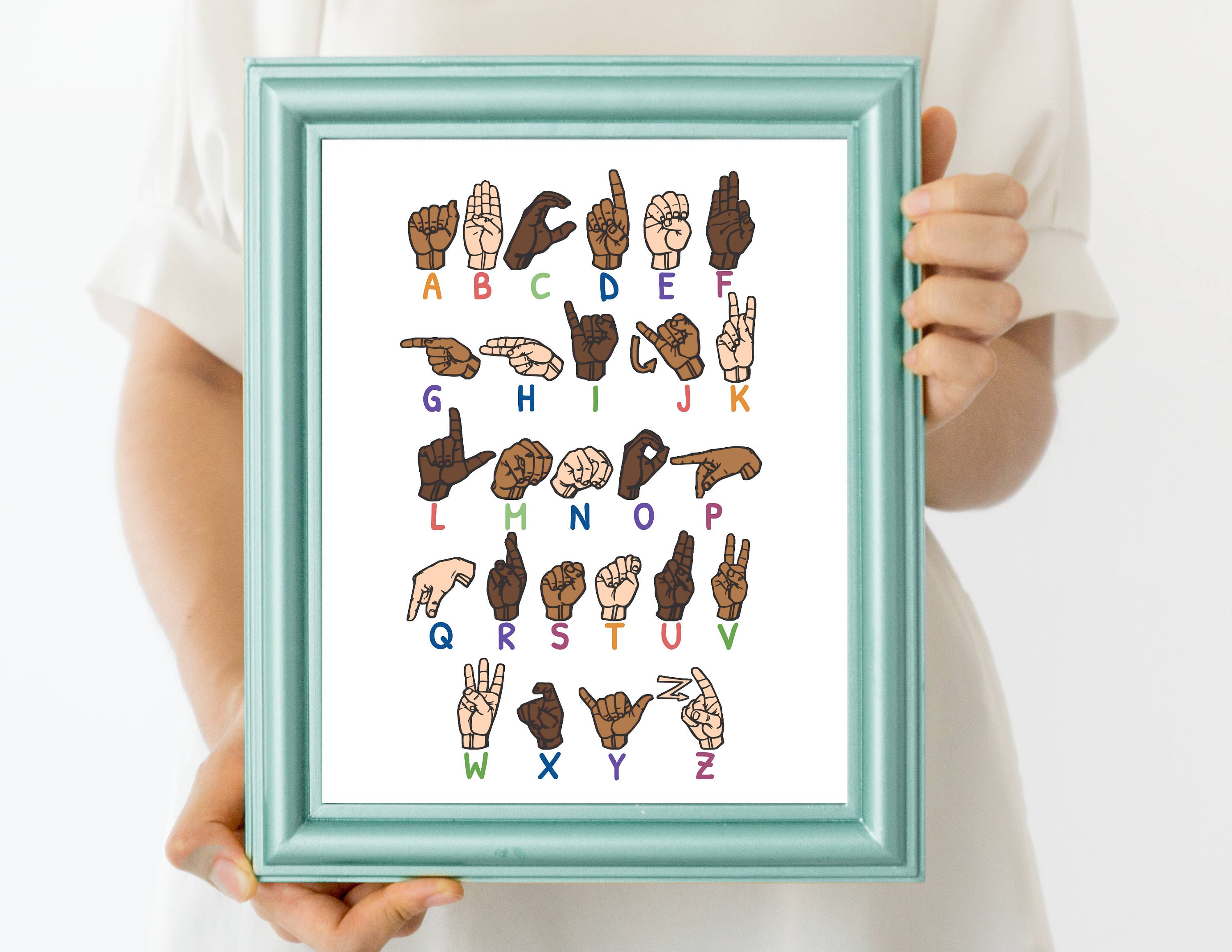 American Sign Language Poster | ASL Color Alphabet | DIGITAL DOWNLOAD ...
