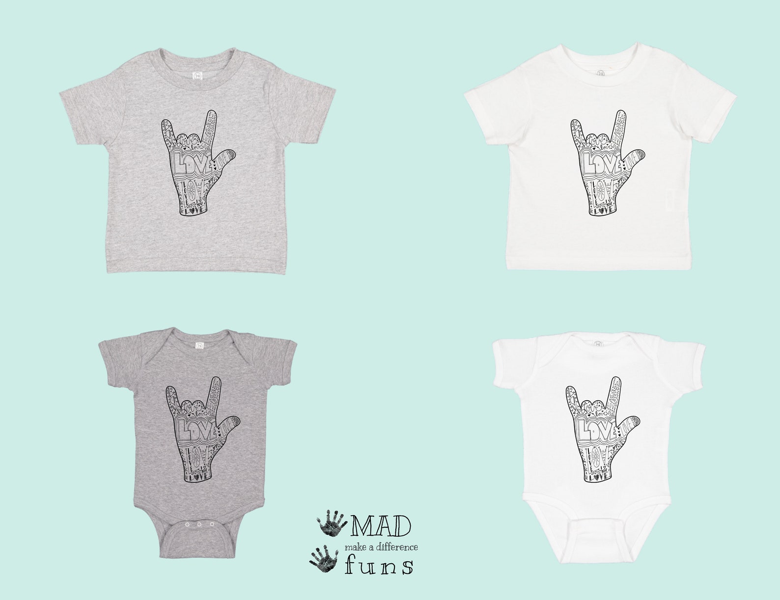 I Love You ASL Hand Drawn Doodle American Sign Language Shirt | White ...