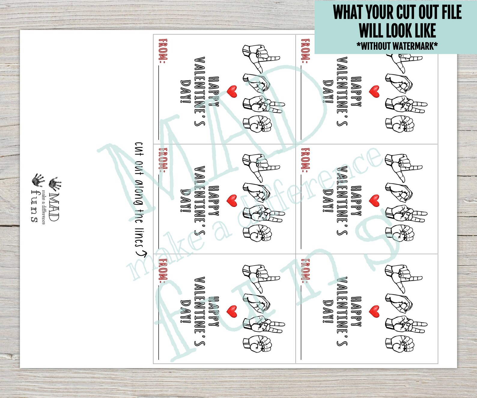 Happy Valentines Day Cards LOVE ASL Sign Language Printable - Etsy