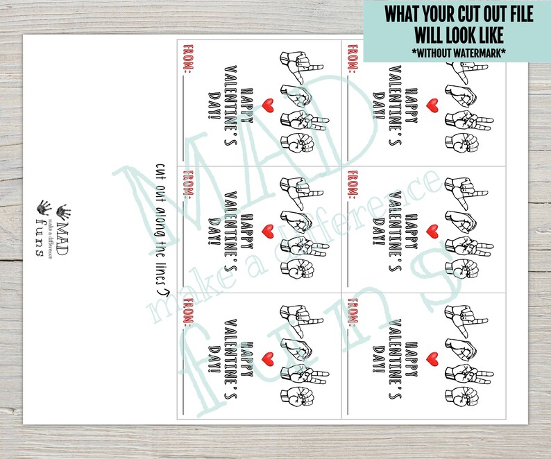 Happy Valentines Day Cards LOVE ASL Sign Language Printable - Etsy