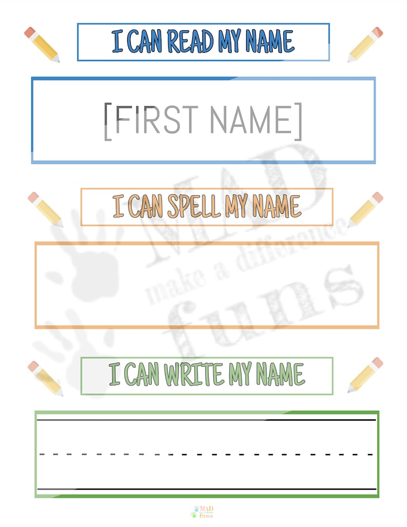 Learn to Read Spell and Write Name Printable Activity | Etsy