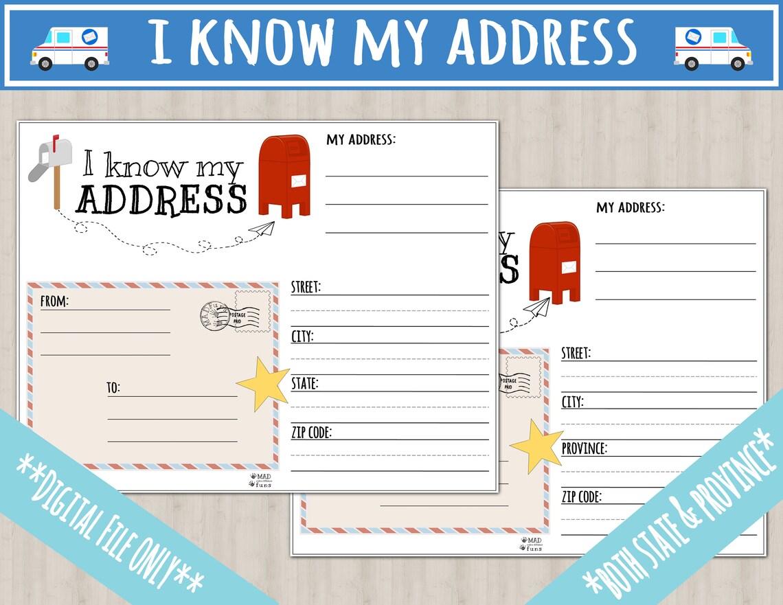 I Know My Address Printable Activity Post Office Play Busy - Etsy