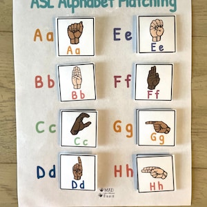 Learn, Teach American Sign Language Letter Matching Game| ASL Alphabet ...